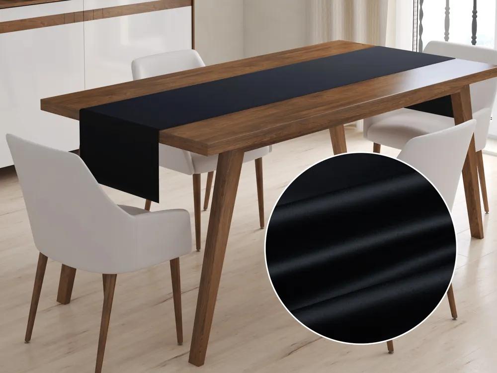 Biante Saténový běhoun na stůl polyesterový Satén LUX-026 Černý 35x140 cm