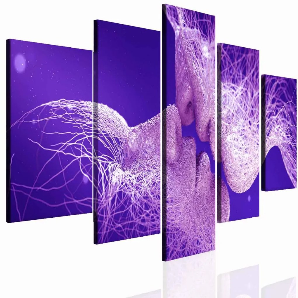 Pětidílný obraz Polibek Purple Velikost (šířka x výška): 150x70 cm