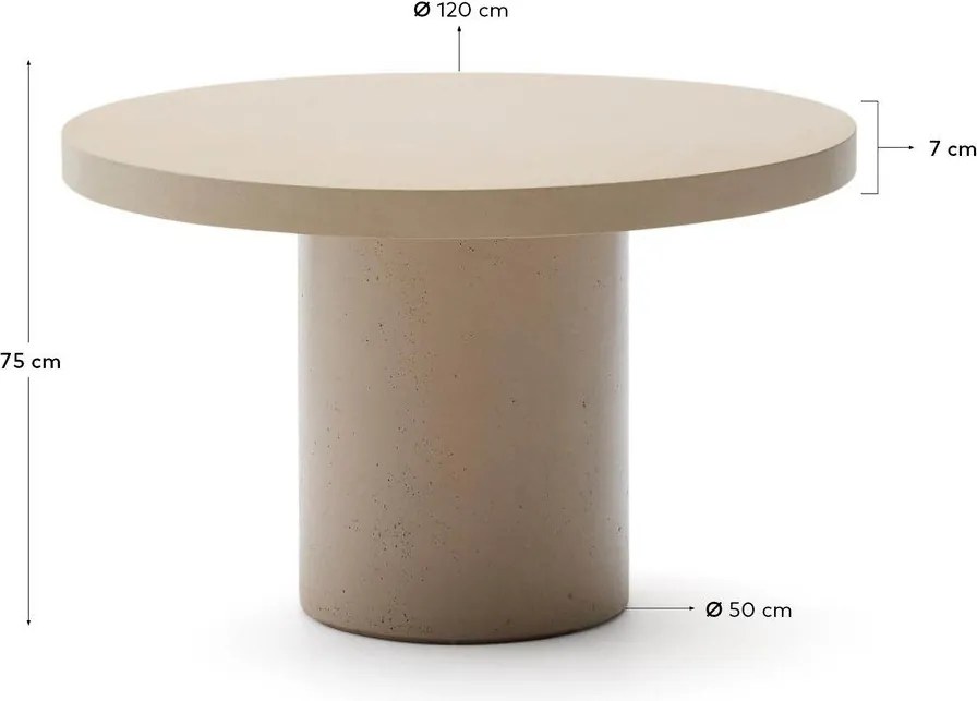 Betonový kulatý zahradní jídelní stůl ø 120 cm Aiguablava – Kave Home