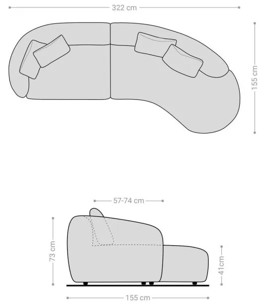 Pohovka Mairi 330x160 cm bouclé krémově bílá