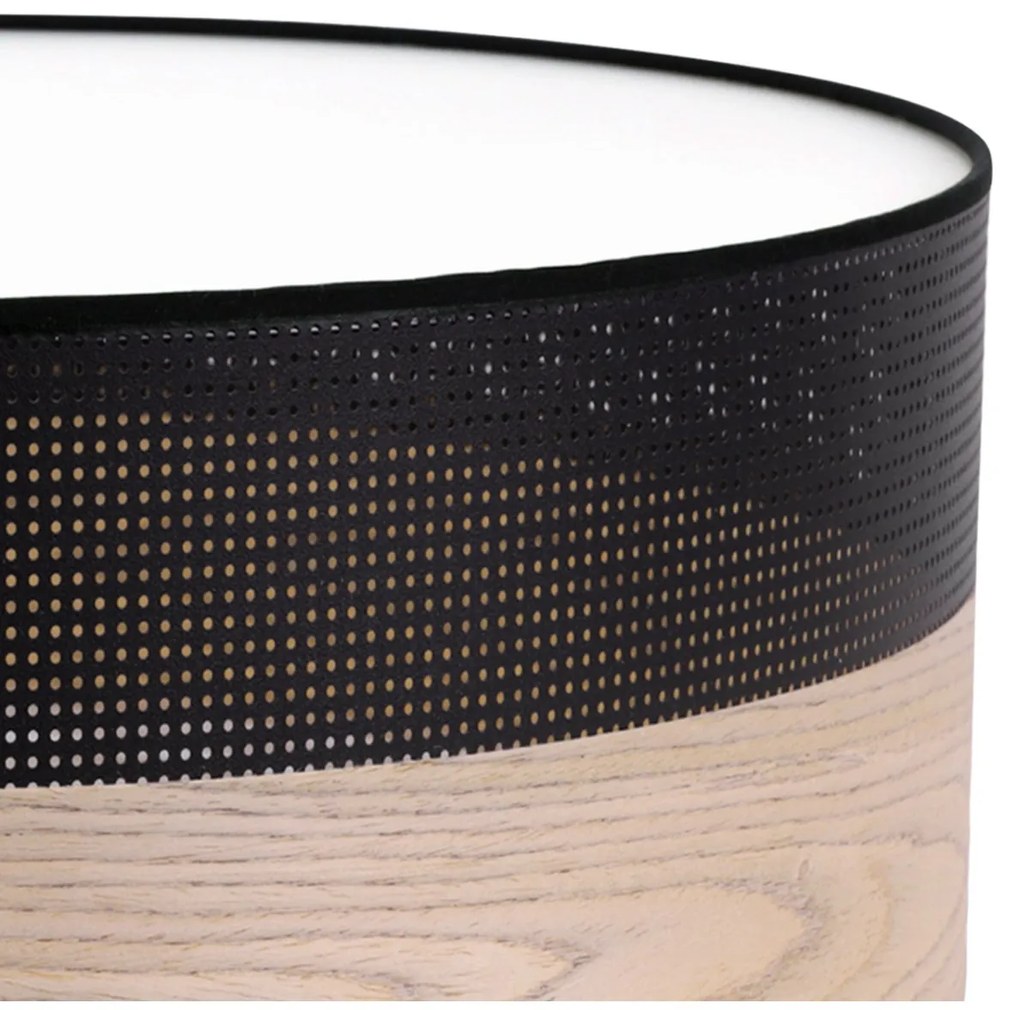 Stropní svítidlo Wood, 1x béžová dubová dýha/černé plastové stínítko, (bílé plexisklo), (fi 40cm)