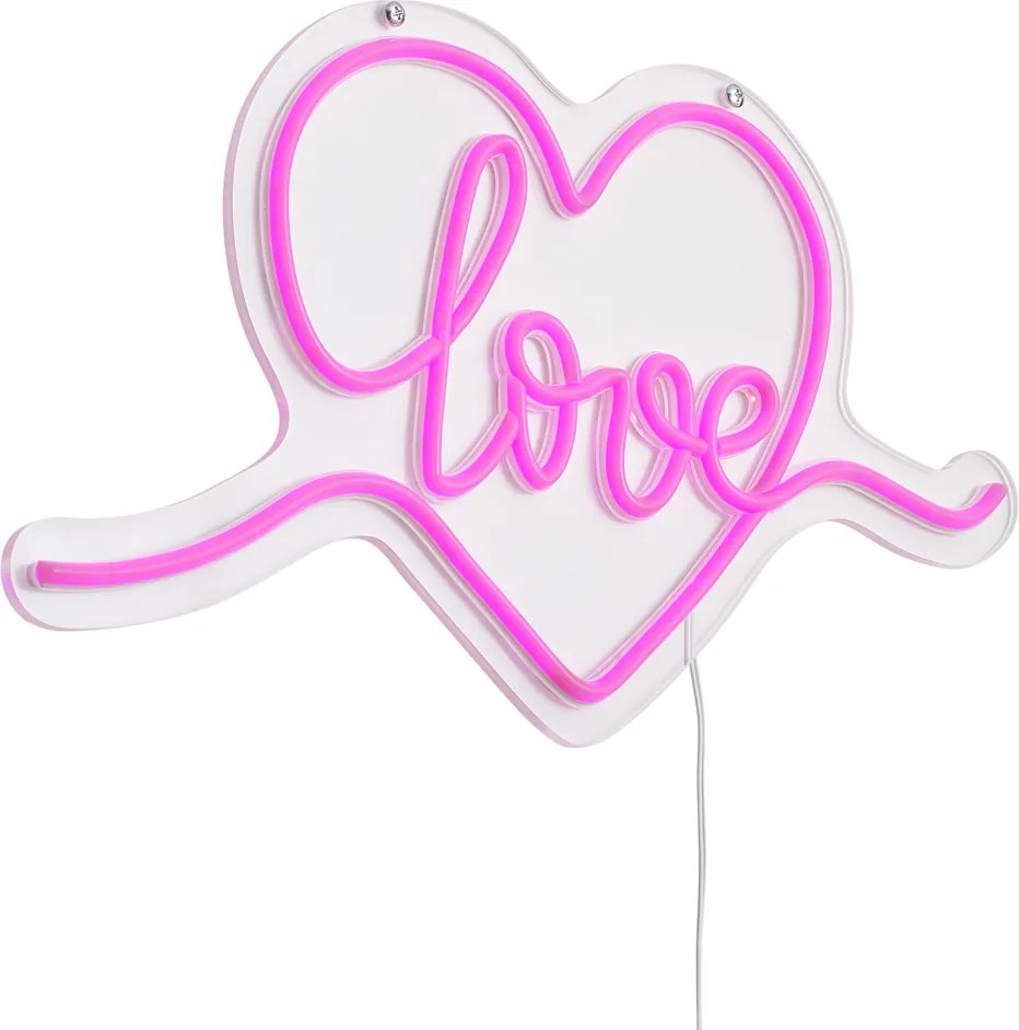 Neonové nástěnné světlo růžové vč. LED - Love