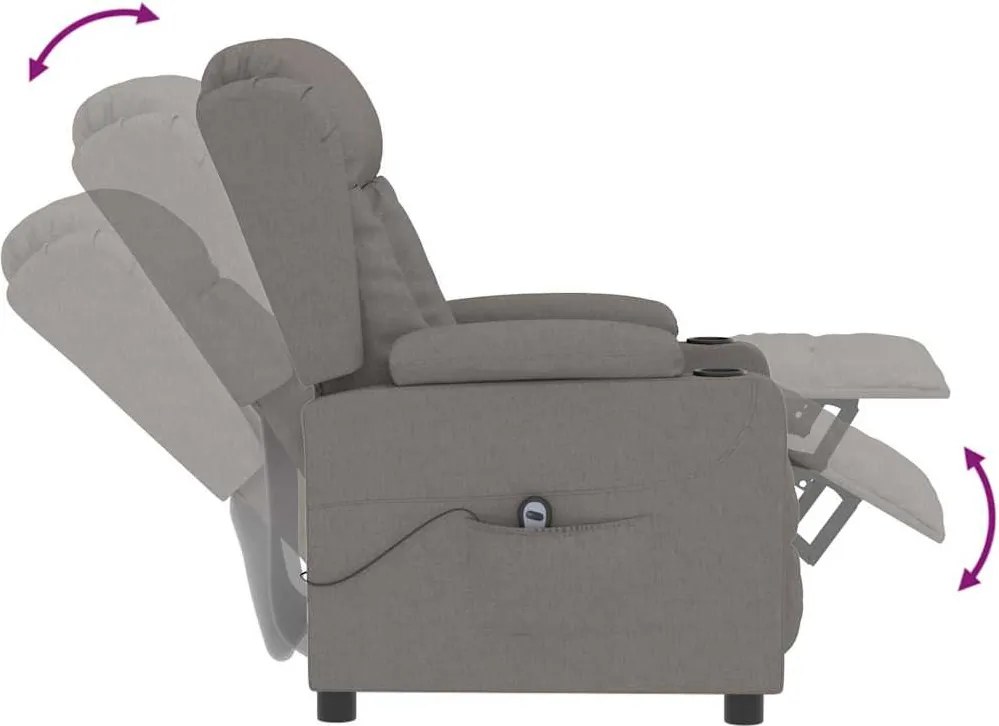 Elektrické polohovací křeslo taupe textil 3098785