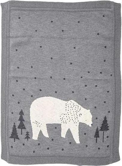 Bloomingville Dětská bavlněná deka Polar Bear, šedá barva, textil