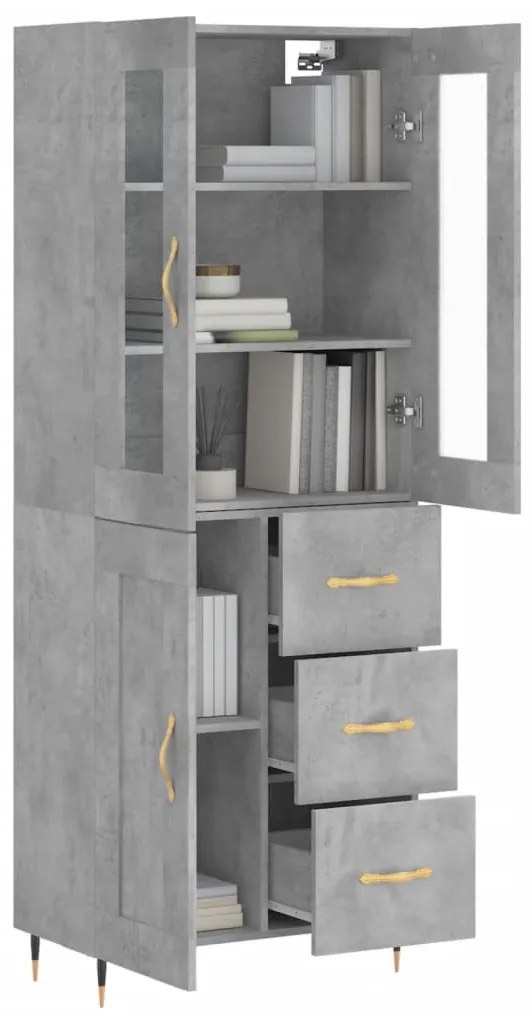 Skříň highboard betonově šedá 69,5x34x180 cm kompozitní dřevo - Default Title