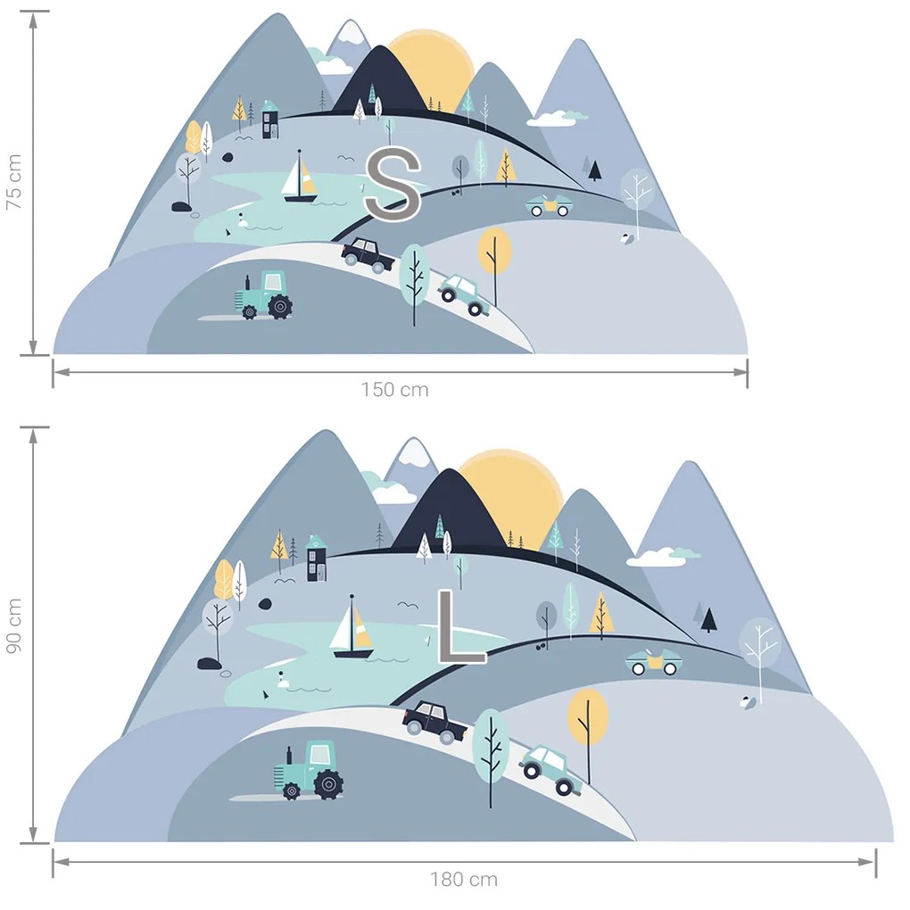 Nástěnná samolepka HORY modrá Zvolte rozměr: L