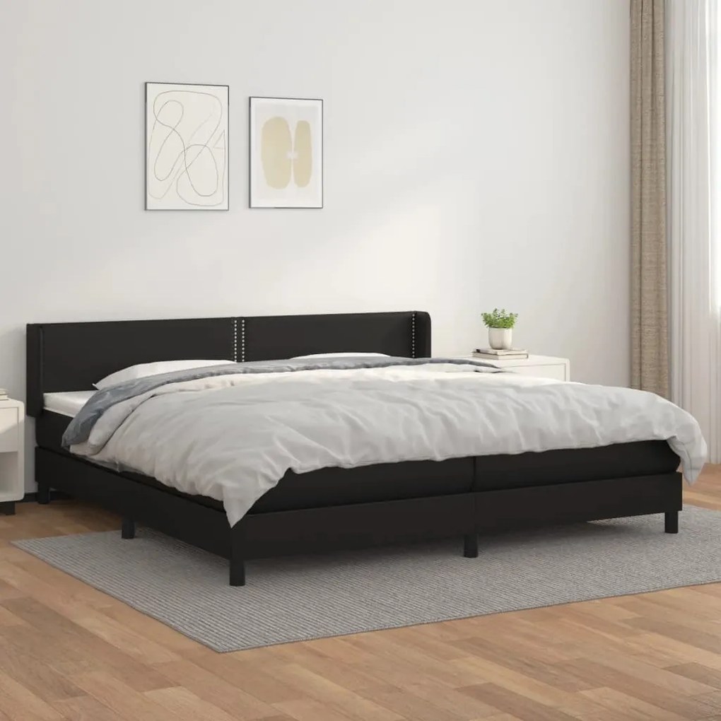 Box spring postel s matrací černá 200x200 cm umělá kůže,  3130739