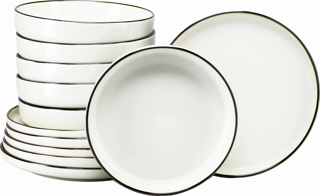 XXXLutz JÍDELNÍ SOUPRAVA Nordic Festive Creme 12dílné Creatable - Online Only nádobí - 007768040704