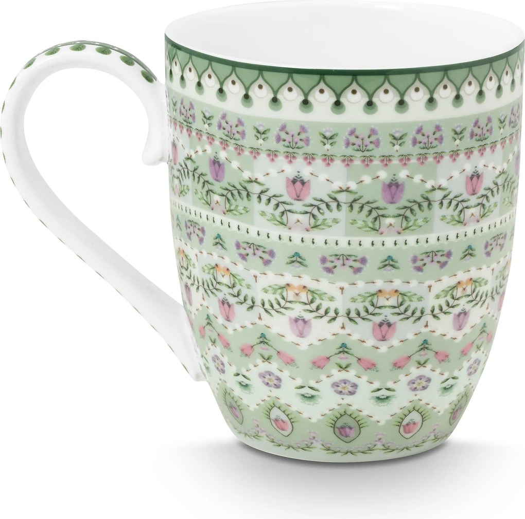 Pip Studio Lily &amp; Lotus hrnek XL 440ml, zelený (Porcelánový hrnek)