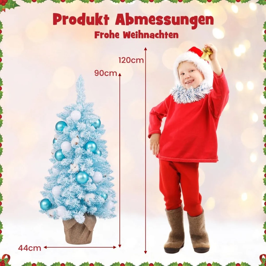 Costway 90 cm Mini umělý vánoční stromek se sněhovou a cementovou základnou