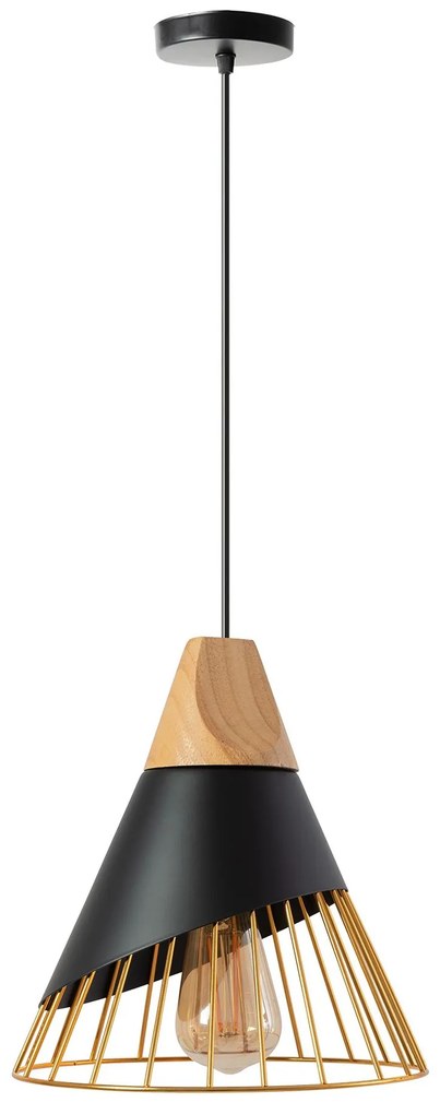 Toolight - závěsná stropní zrcadlová lampa APP224-1CP, černá-zlatá, OSW-00891