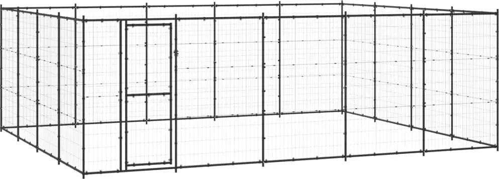 vidaXL Venkovní psí kotec pozinkovaná ocel 24,2 m² [3082314] Barva: Černá