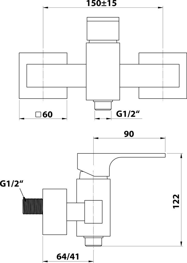 Sapho FORATA nástěnná sprchová baterie 150 mm černá mat FT011/15