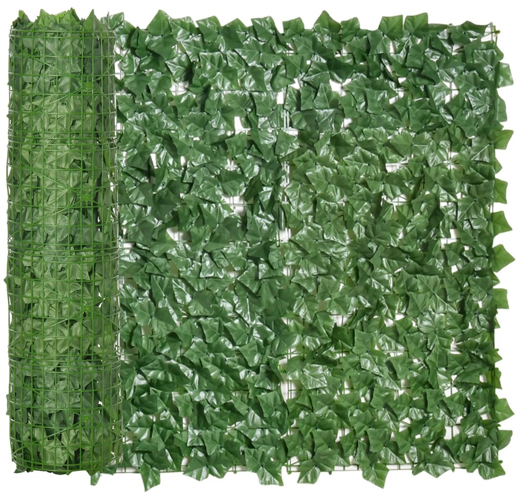 Outsunny Privacy Hedge Umělý živý plot pro zahradní terasu Nástěnná dekorace Tmavě zelená 300x100cm Snadná péče a odolnost vůči UV záření