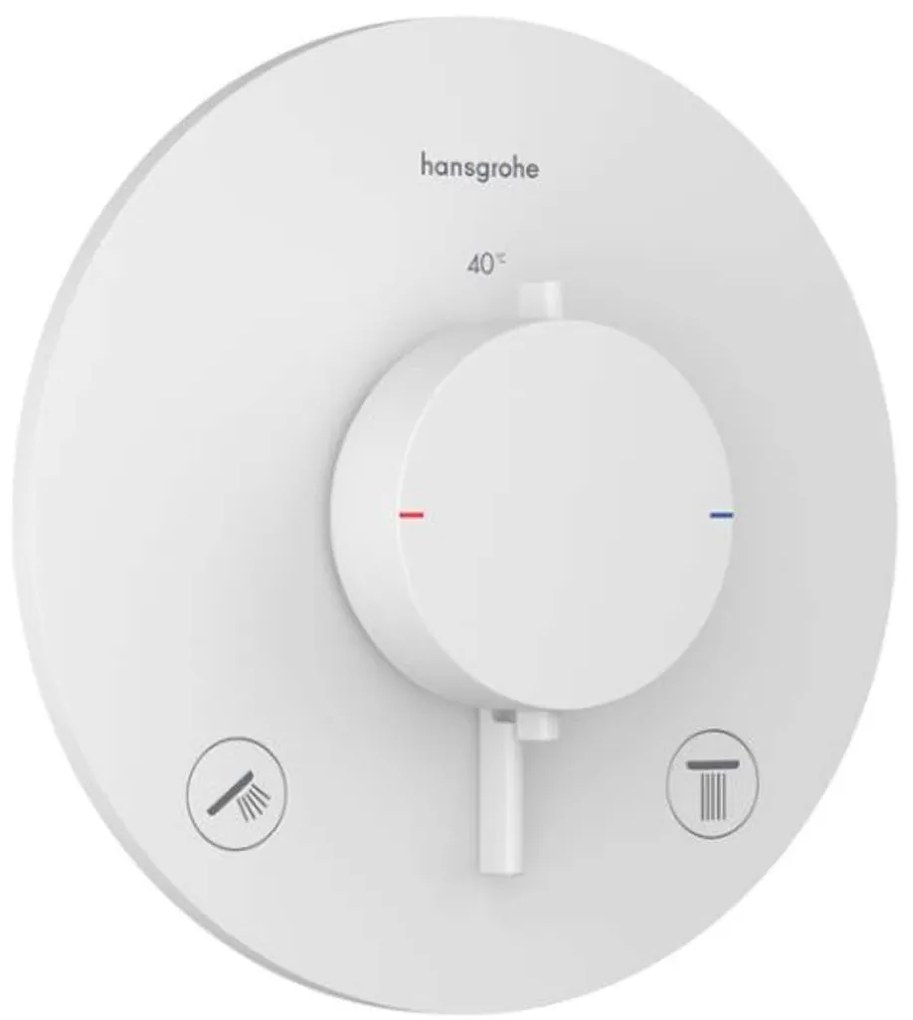 Hansgrohe Ecostat Comfort S - Termostatická baterie pod omítku, pro 2 spotřebiče, matná bílá 33715700