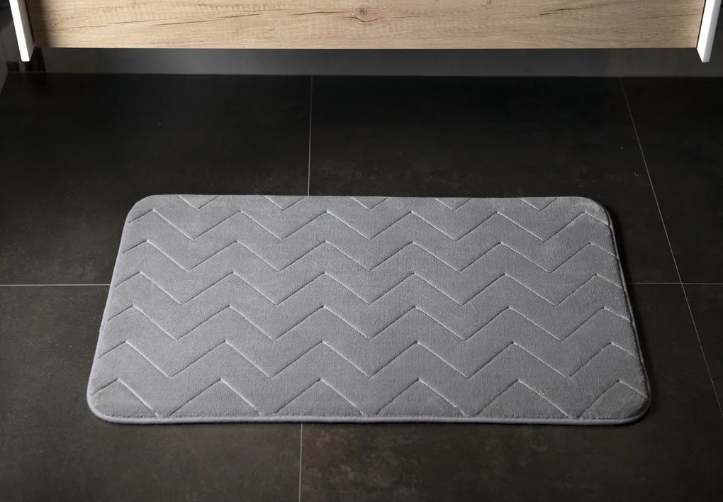 Gedy Gedy, MOUSSE koupelnová předložka, 50x80 cm, 100% polyester, protiskluz, šedá, 96MS508008