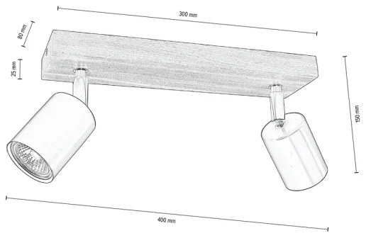 Spot-Light DO2910256 - Stropní bodové svítidlo MANARA 2xGU10/5W/230V borovice