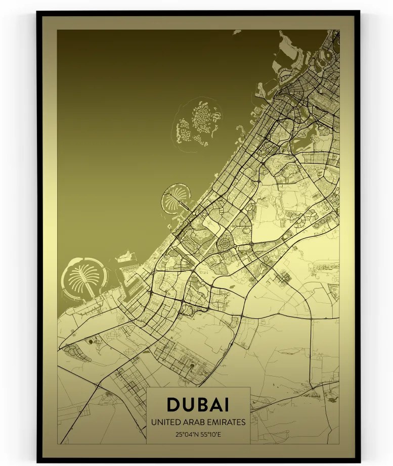 Plakát / Obraz Mapa Dubai Samolepící plátno A4 - 21 x 29,7 cm