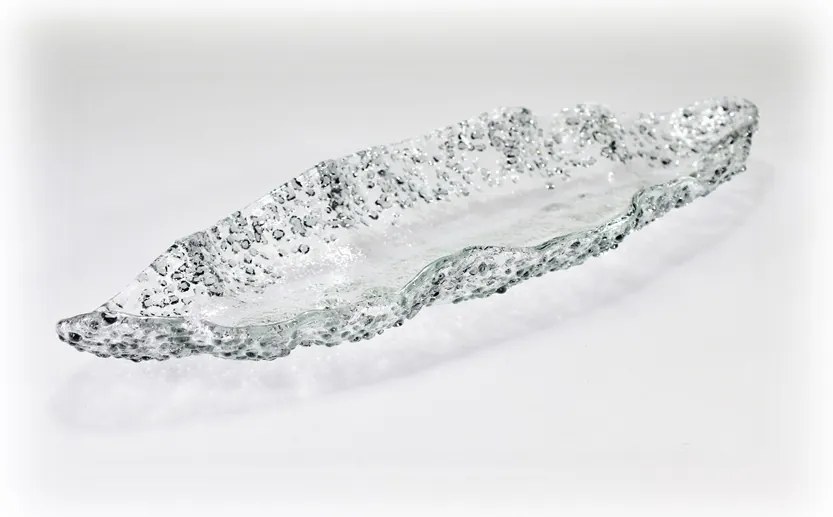 BDK-GLASS Skleněná oválná mísa SPRINKLES šedá - 37x12cm