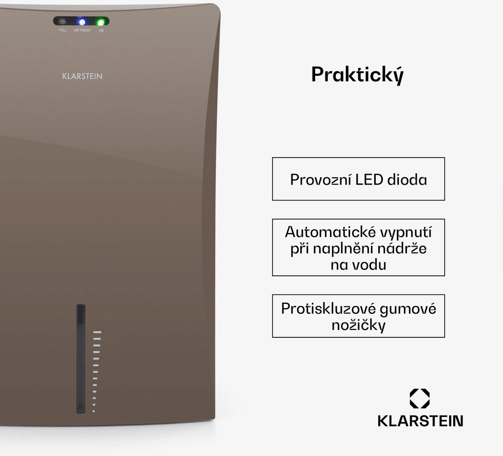Klarstein Drybest 2000 2G, odvlhčovač vzduchu, ionizátor, 700 ml/24 h, 70 W, hnědá