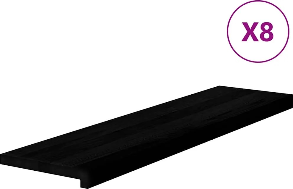Nášlapy na schody 8 ks hnědo-černé 100x30x2 cm masivní dub 3283034