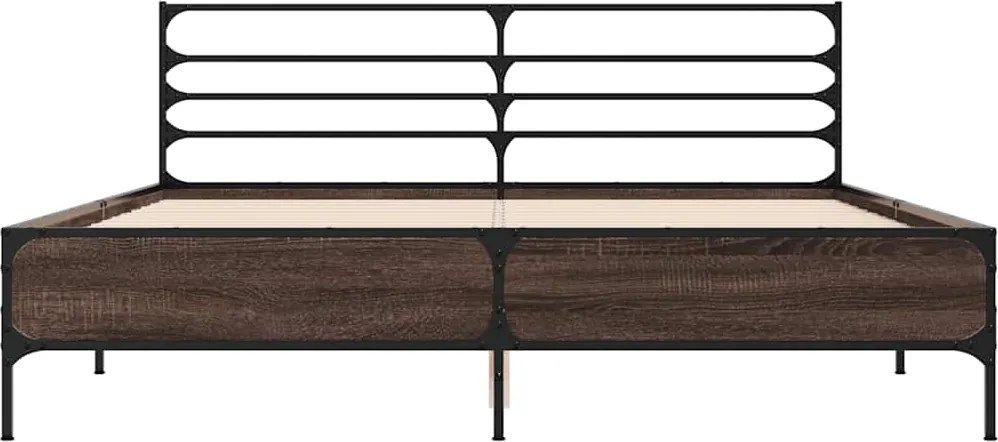Rám postele hnědý dub 150 x 200 cm kompozitní dřevo a kov 3280051