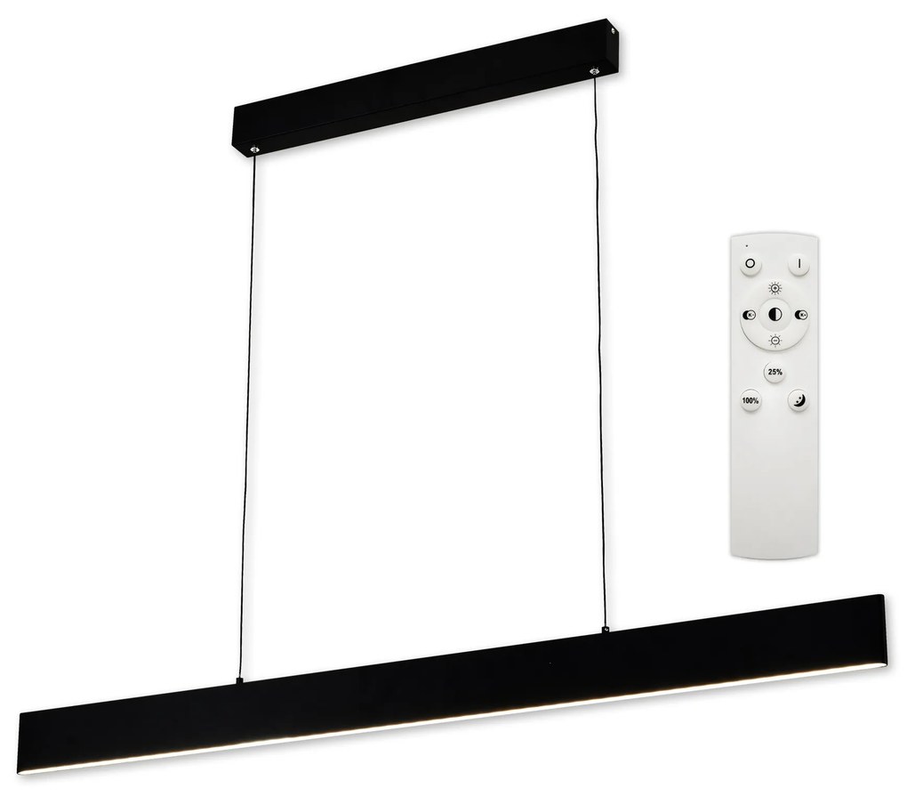 TOP-LIGHT Závěsné moderní LED světlo LINE 120 CZ RC, 30W, dálkové ovládání, černé Line 120 CZ RC