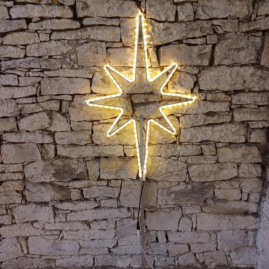 Easy Fix 2D LED světelná hvězda na vrchol stromu, 45 × 70 cm, teple bílá, hliník