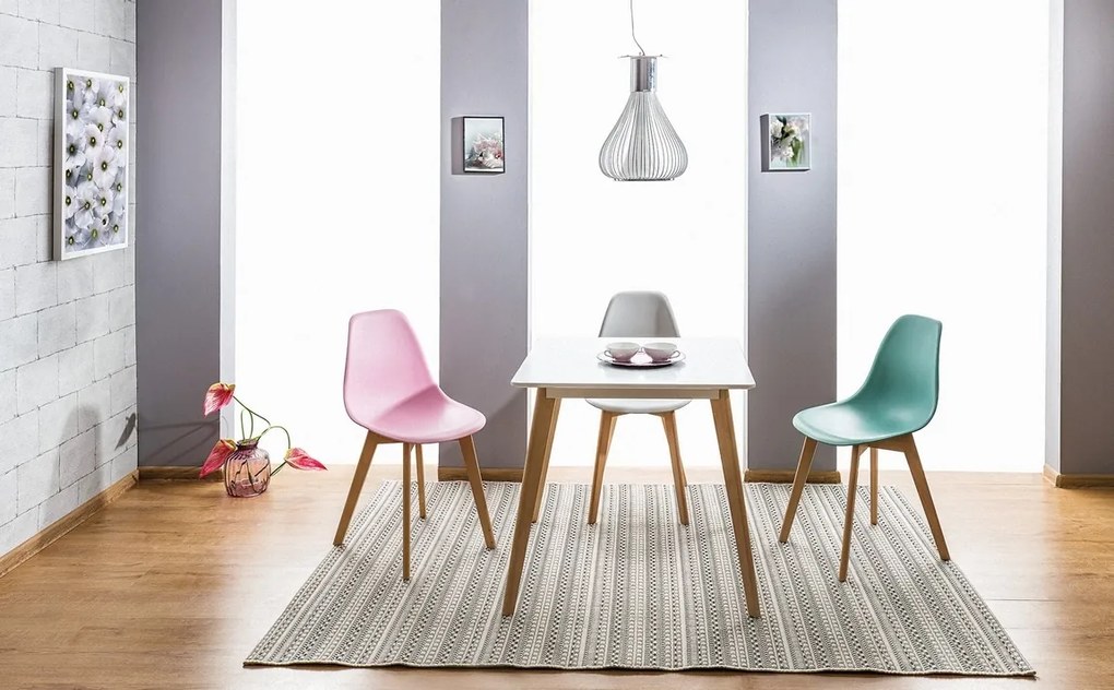 Casarredo Jídelní plastová židle ve světle šedé barvě s dřevěnou konstrukcí KN900