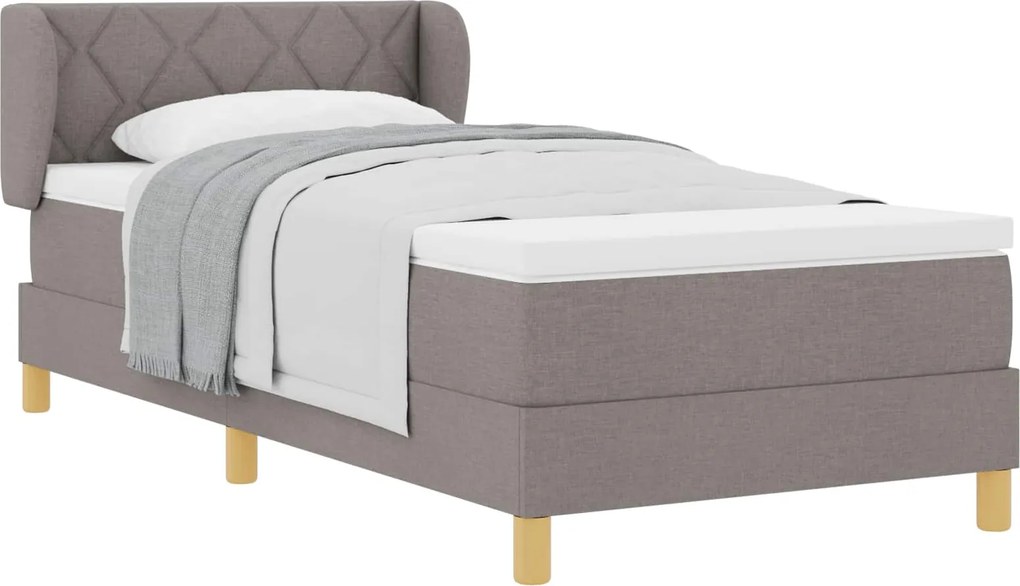 Postel s boxspringem s čelo Taupe 90 x 200 cm textil 3340259