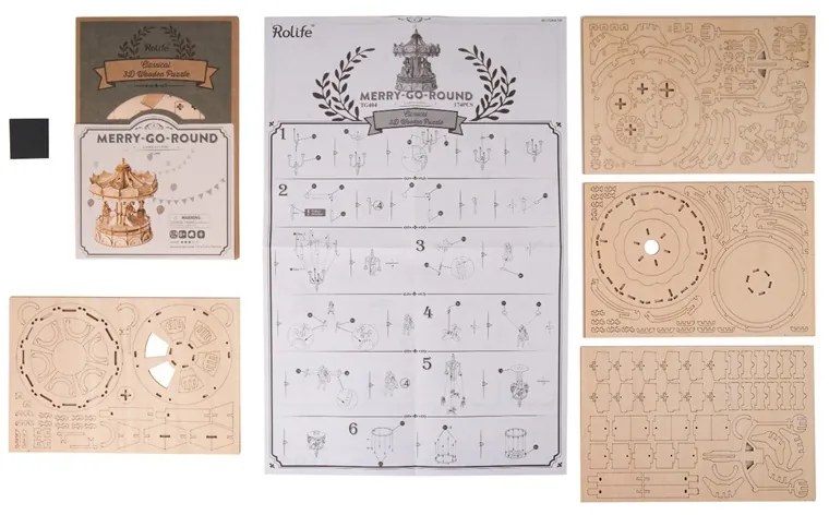 RoboTime 3D dřevěná skládačka Veselý kolotoč