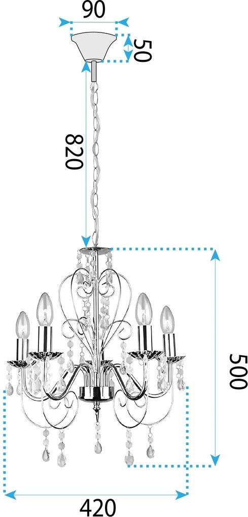 Toolight Rea, Stropní svítidlo EBT008-5CP CHROME, OSW-01243