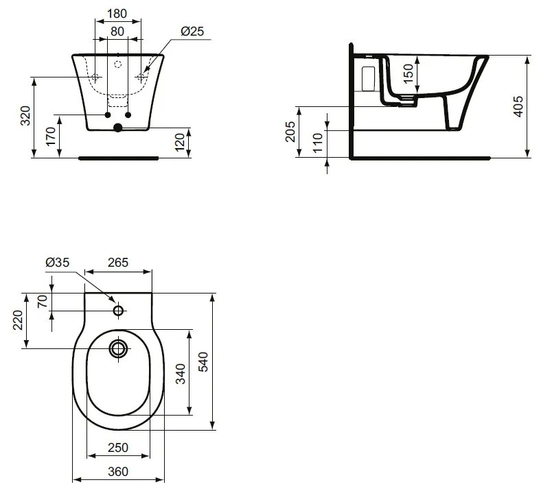 Ideal Standard Connect Air - Závěsný bidet, bílá E233501