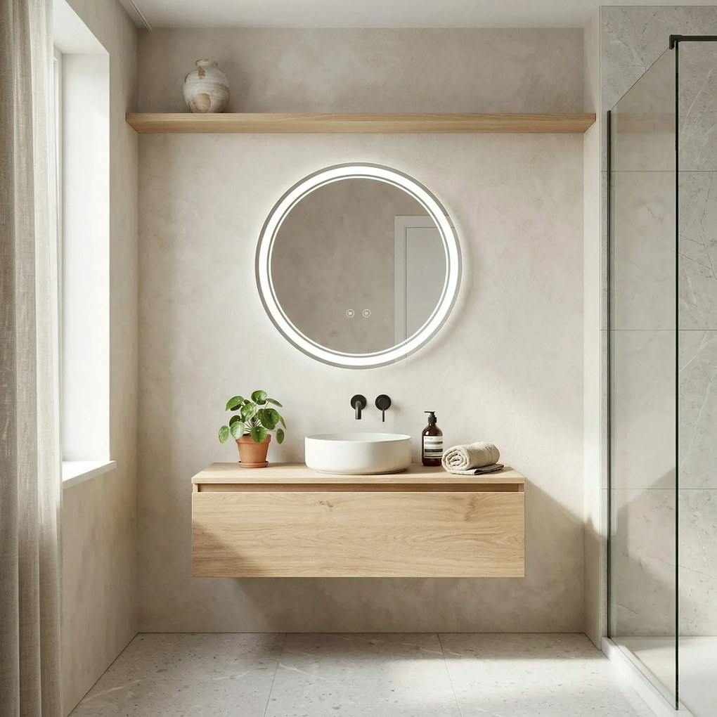 Tutumi Zrcadlo ⌀60 cm s vyhříváním a regulovatelným LED osvětlením HOM-00203