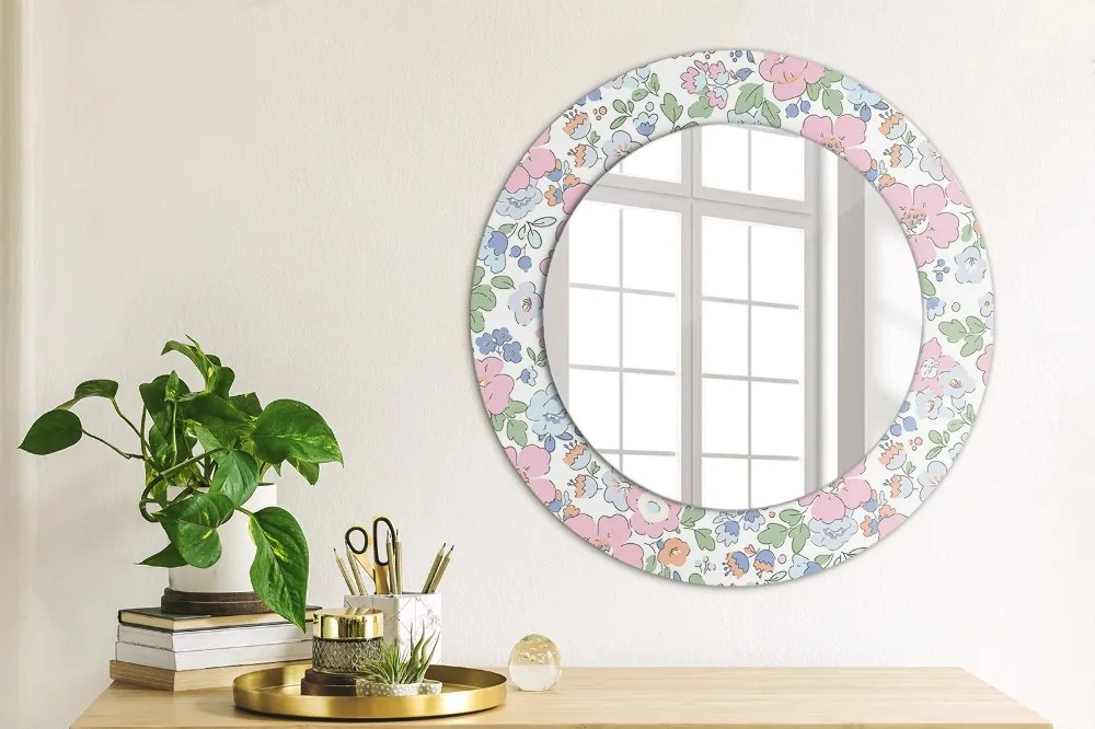 Kulaté dekorativní zrcadlo Jemné květiny fi 50 cm