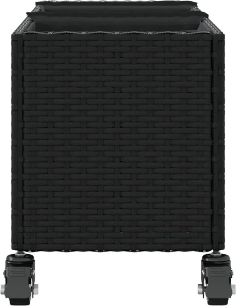 Zahradní truhlíky s kolečky 2 ks černé 107x32x38 cm polyratan 3210525