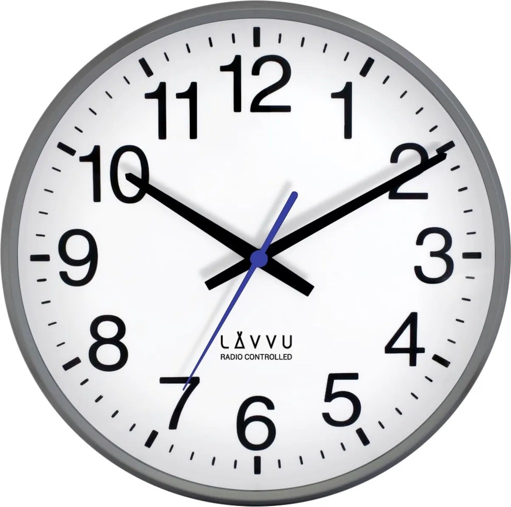 Metalické hodiny LAVVU FACTORY Metallic Grey řízené rádiovým signálem LCR2011