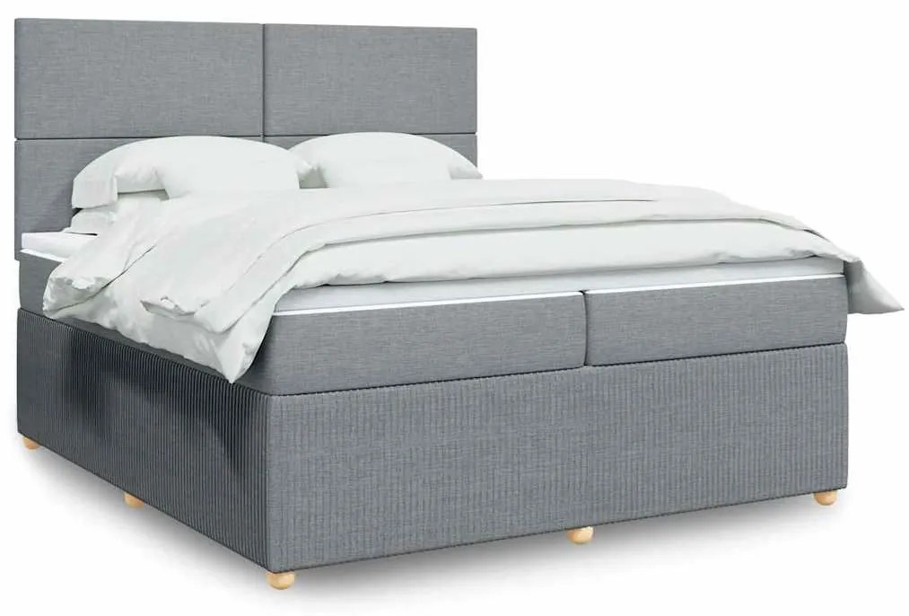 Box spring postel s matrací světle šedá 200 x 200 cm textil 3292156