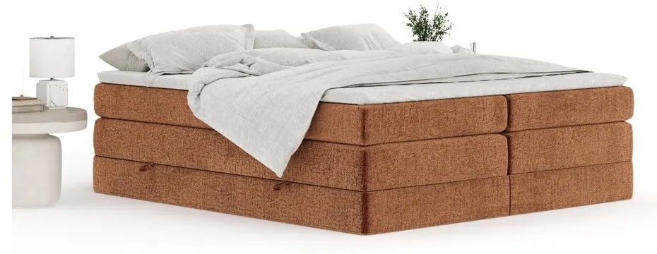 Oranžová boxspring postel s úložným prostorem/bez čela 180x200 cm Juniper – Maison de Rêve