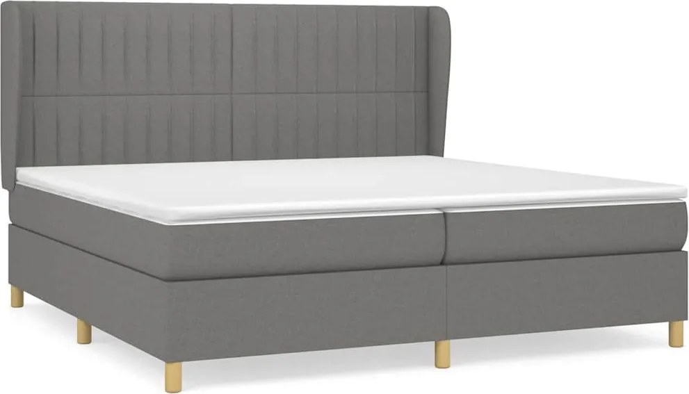 Box spring postel s matrací tmavě šedá 200x200 cm textil 3128710