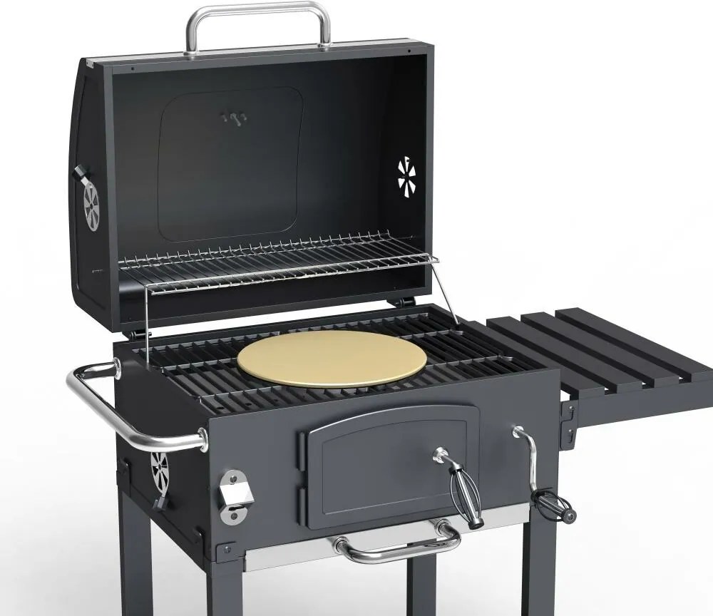 Avenberg Multifunkční BBQ gril Genius + litinový rošt + tál + pizza kámen, 70 x 103 x 105 cm
