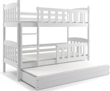 Dětská patrová postel s výsuvnou postelí KUBUS 200x90 cm Bílá