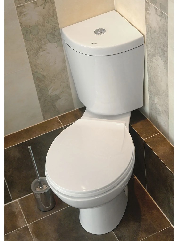 Novoterm Rohové WC kombi NV-Corner KR 61 ZO se zadním odpadem a SoftClose sedátkem