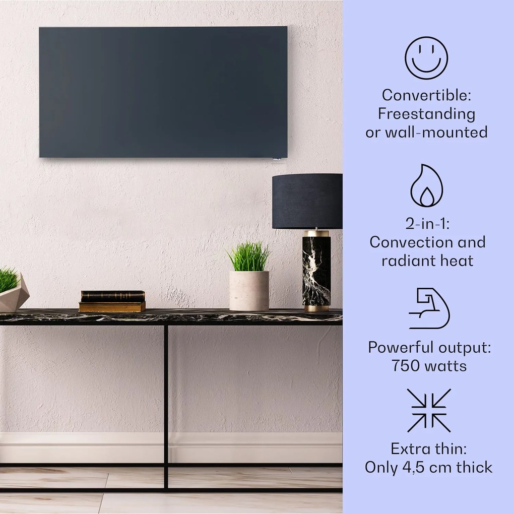 Klarstein Taal Smart, infračervený ohřívač, hybridní, 105 x 56 cm, 750 W, týdenní časovač, IP24