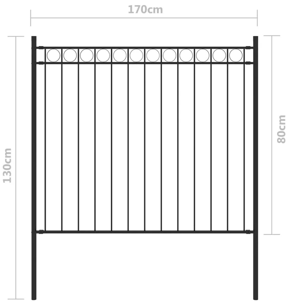 vidaXL Marketos Zahradní plot Assen ocelový 1,7 x 0,8 m černý