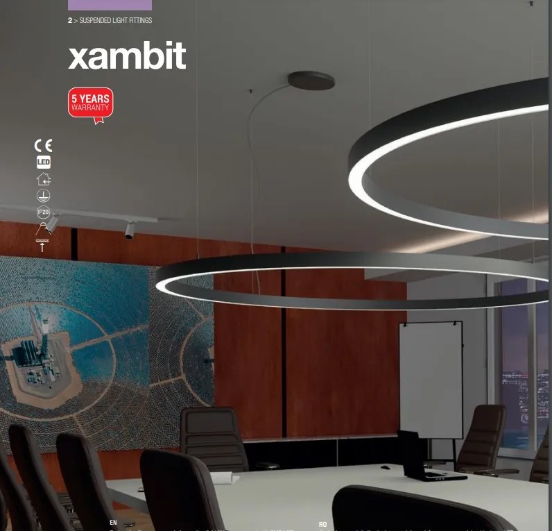 Arelux AM03WW SGD Xambit, zlaté stropní/závěsné kruhové svítidlo, 75W LED 3000K, prům. 120cm
