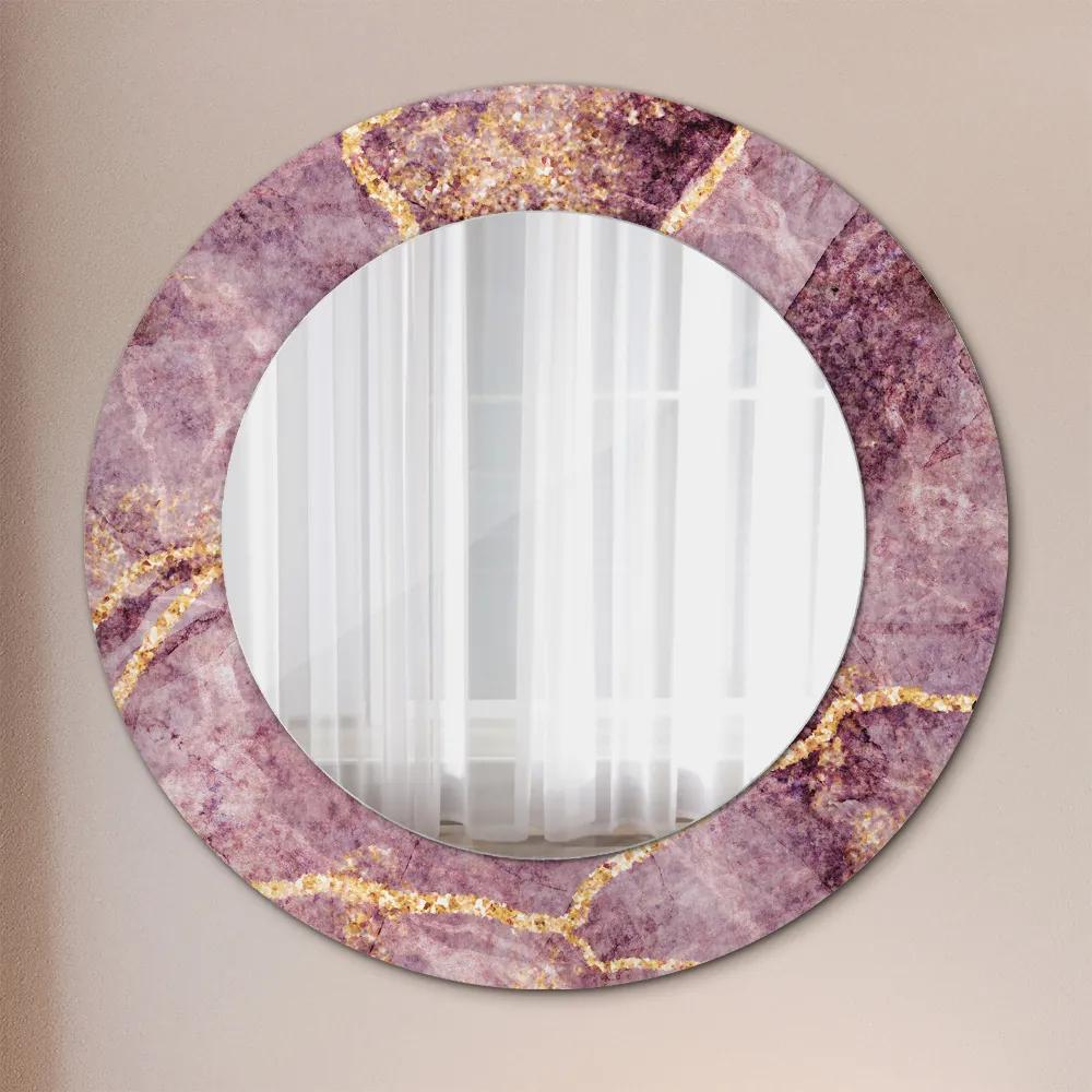 Kulaté dekorativní zrcadlo Mramor s přidáním zlata fi 50 cm