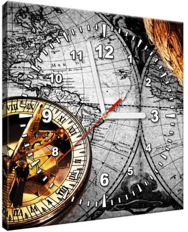 Tištěný obraz s hodinami Historická mapa 30x30cm ZP1365A_1AI