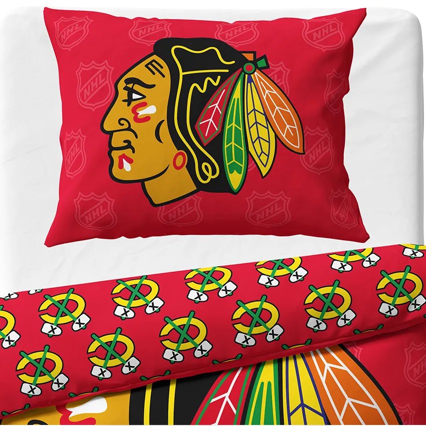 Hokejové povlečení NHL Chicago Blackhawks Shields Velikost: 135x200 + 80x80 cm