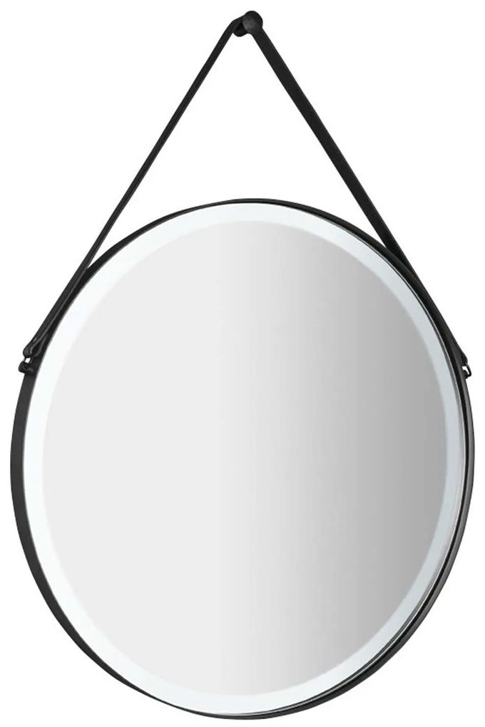 Sapho - Zrcadlo Orbiter s LED osvětlením, průměr 60 cm, matná černá ORL060